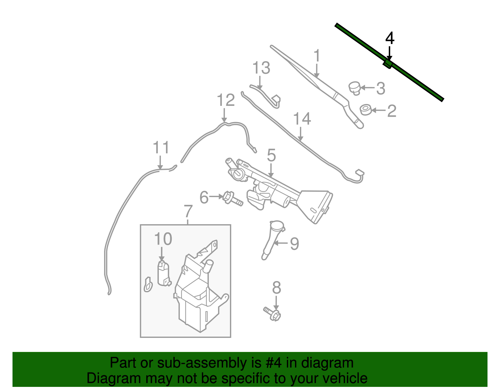 2010-2014 Nissan Wiper Blade 28890-ZX00A | Bill Kay Nissan Parts