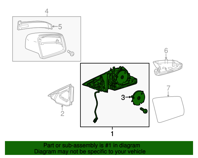 212-810-66-00 - Mirror Assembly - Right, Front Right 2010-2016 Mercedes ...