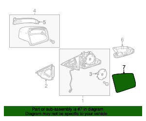 204-810-31-21 - Mirror Glass - Left, Front Left 2014-2016 Mercedes-Benz ...