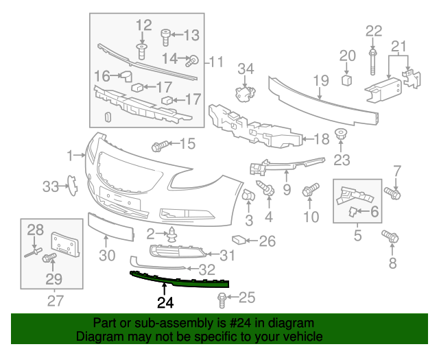2014-2017 Buick Regal Passenger Side Front Bumper Valance Panel ...