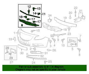 2011-2017 Buick Regal Front Bumper Fascia Center Support 22946539 GM ...