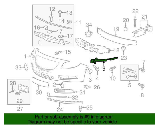 2014-2017 Buick Regal Passenger Side Front Bumper Fascia Center Support ...