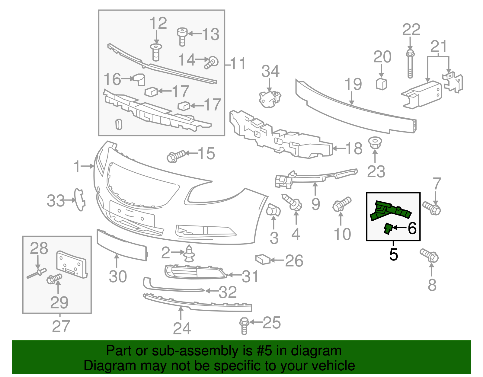 2011-2014 Buick Regal Passenger Side Front Bumper Fascia Guide 22789080 ...
