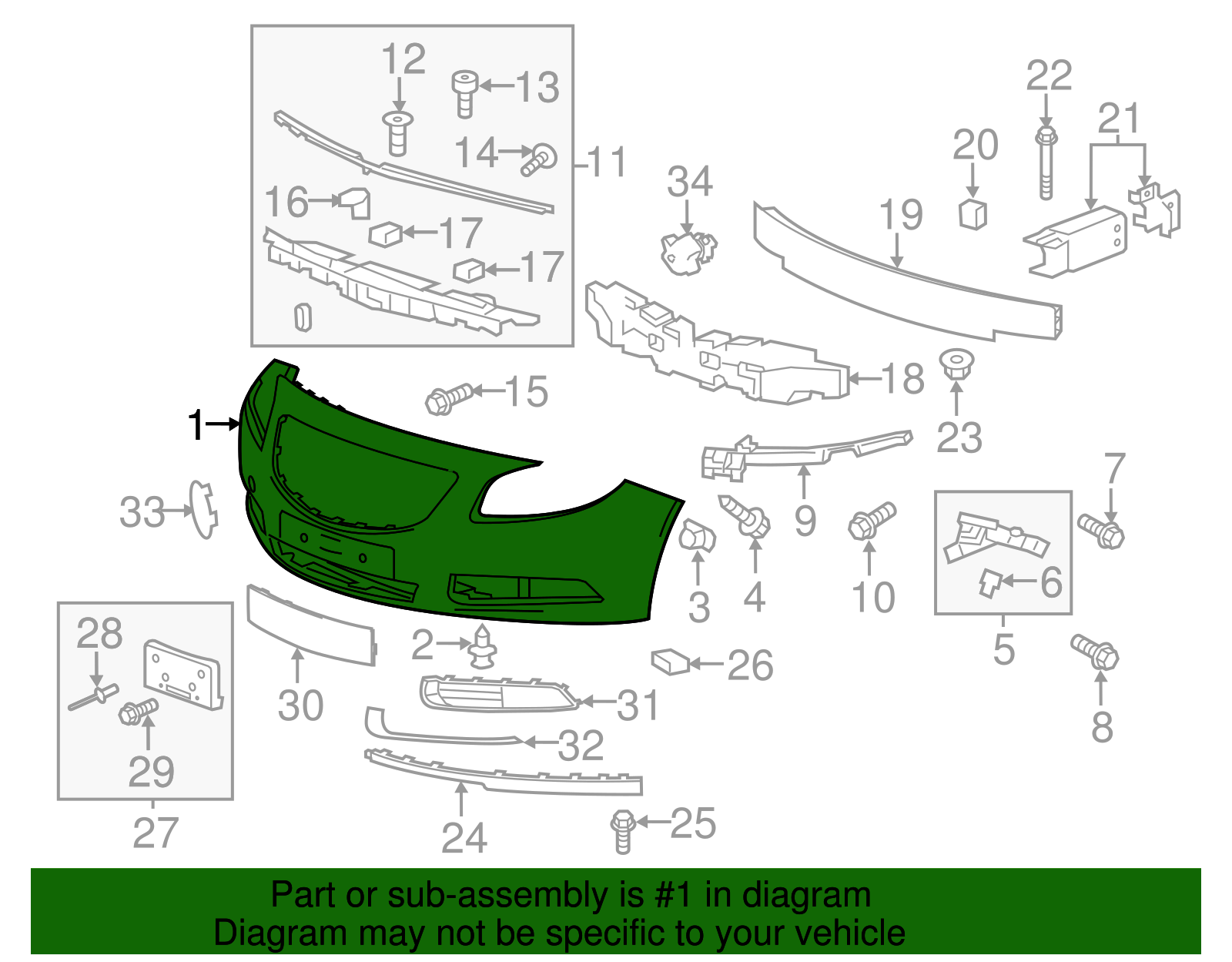 2014-2017 Buick Regal Front Bumper Cover 22938366 GM | GMPartsDirect.com