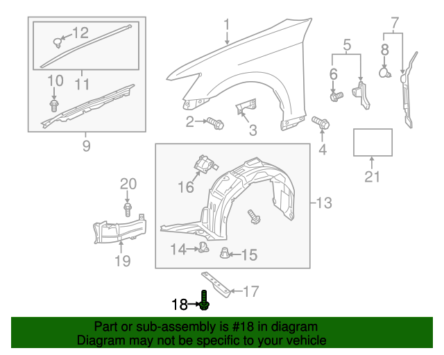 1998-2021 Lexus Fender Liner Screw 90159-60477 | Genuine Lexus Parts