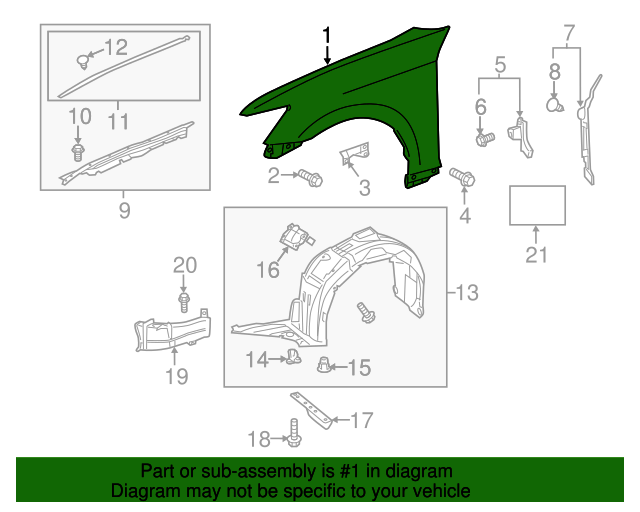 2013-2020 Lexus Fender 53802-30A30 | Genuine Lexus Parts
