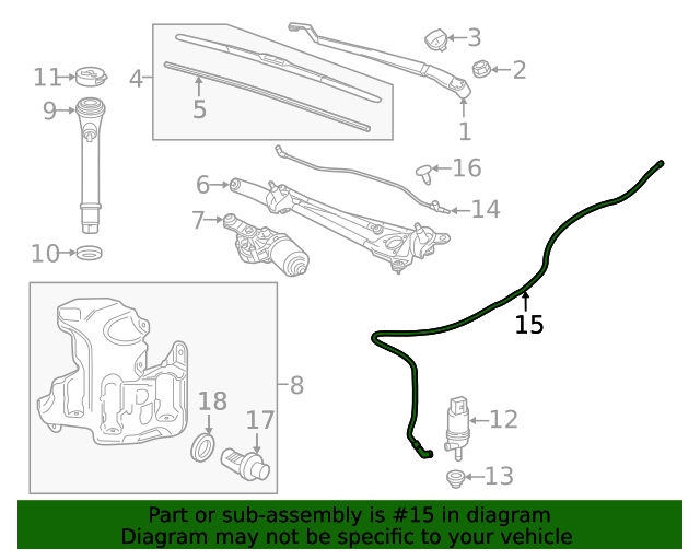 2017-2024 Chevrolet Malibu Windshield Washer Pump Hose 84168352 GM ...