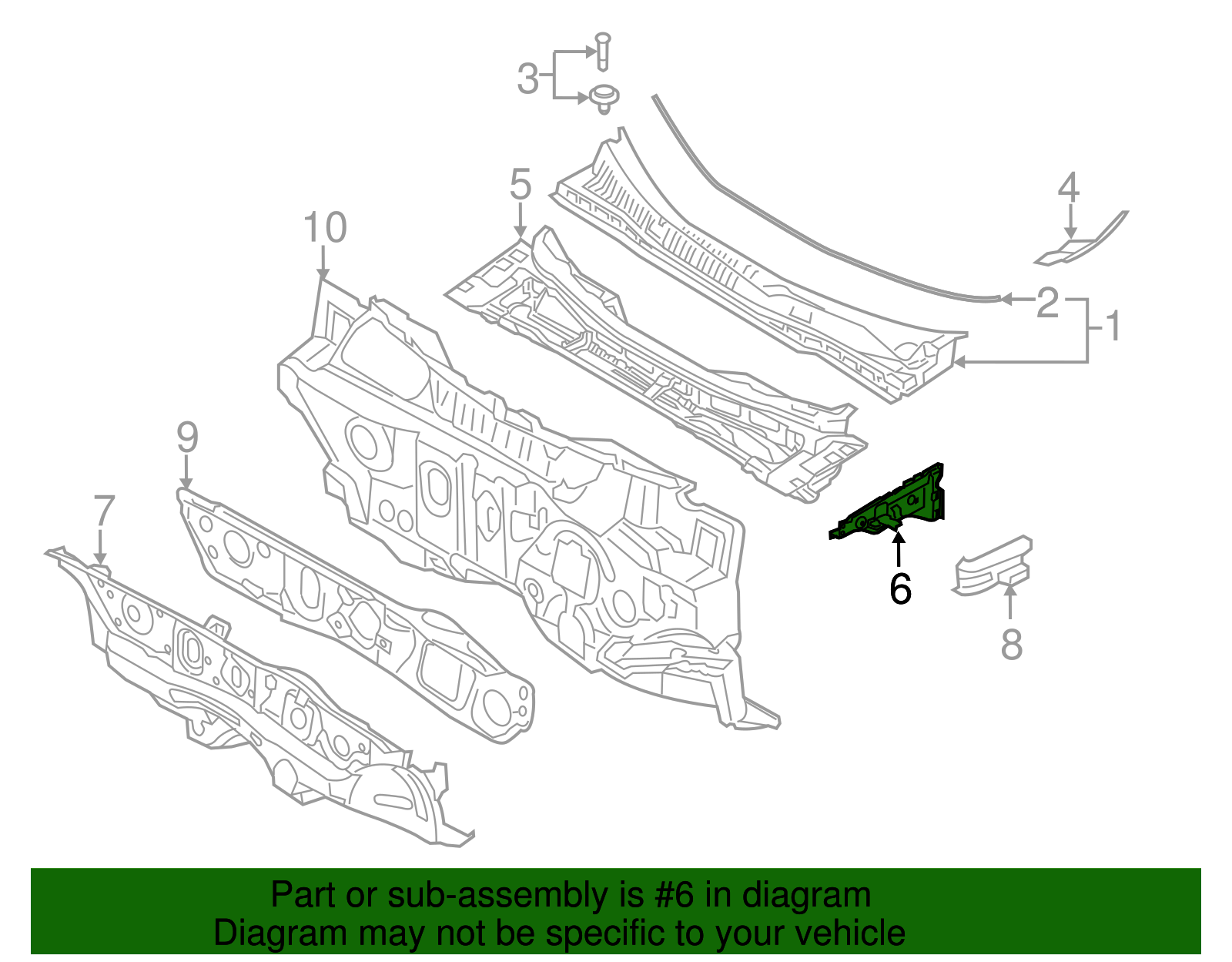 2014-2016 Kia Cadenza Inner Side Panel 66765-3R050 | QuirkParts