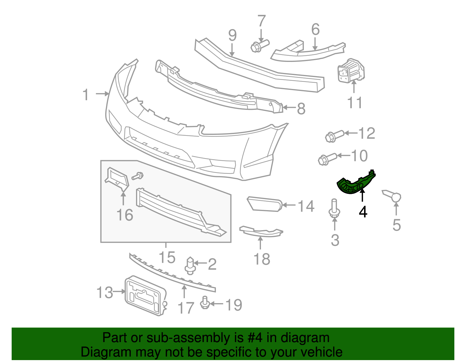 71193-SNA-A02 - 2006-2011 Honda Civic - Spacer R Front Bumper Side ...