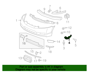 71198-SNA-A02 - Spacer L Front Bumper Side - 2006-2011 Honda Civic ...