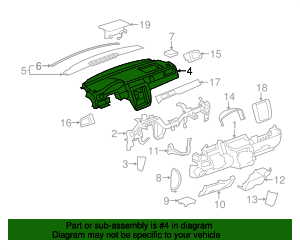 23224747 - Ebony Instrument Panel - 2007-2014 GM | World Parts Direct