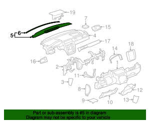 2007-2014 GM Very Dark Cashmere Instrument Panel Extension Trim Panel ...