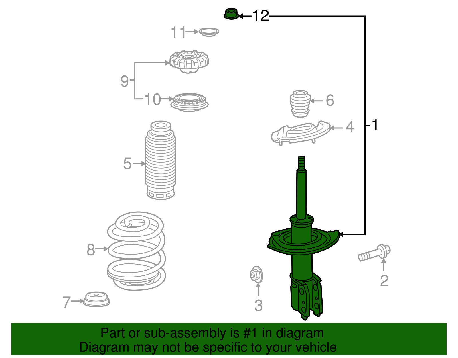 2010-2016 Cadillac SRX Front Driver Side Suspension Strut Assembly Kit ...