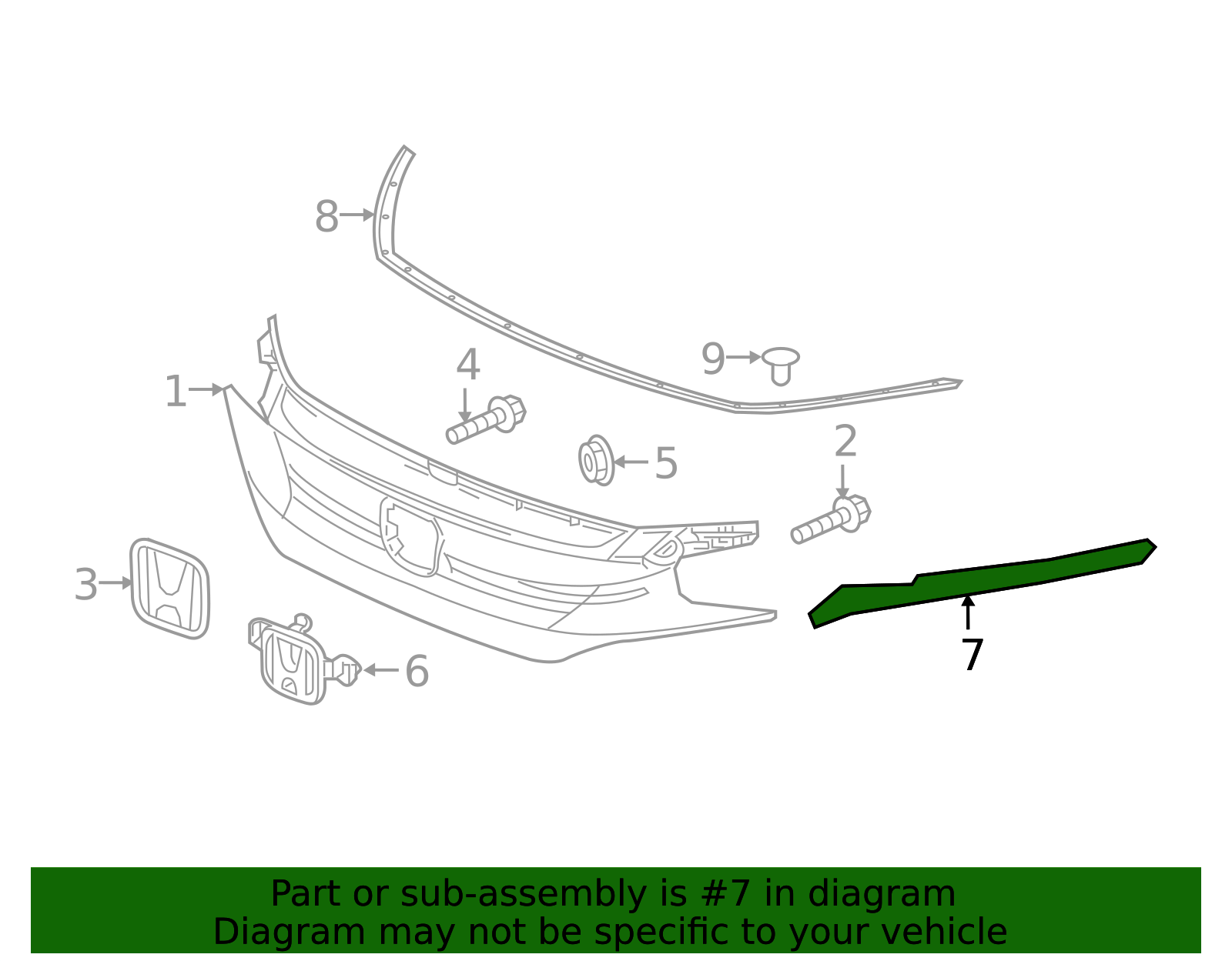 71129-TED-T01 - Extension Assembly L Front Grille - 2017-2020 Honda ...