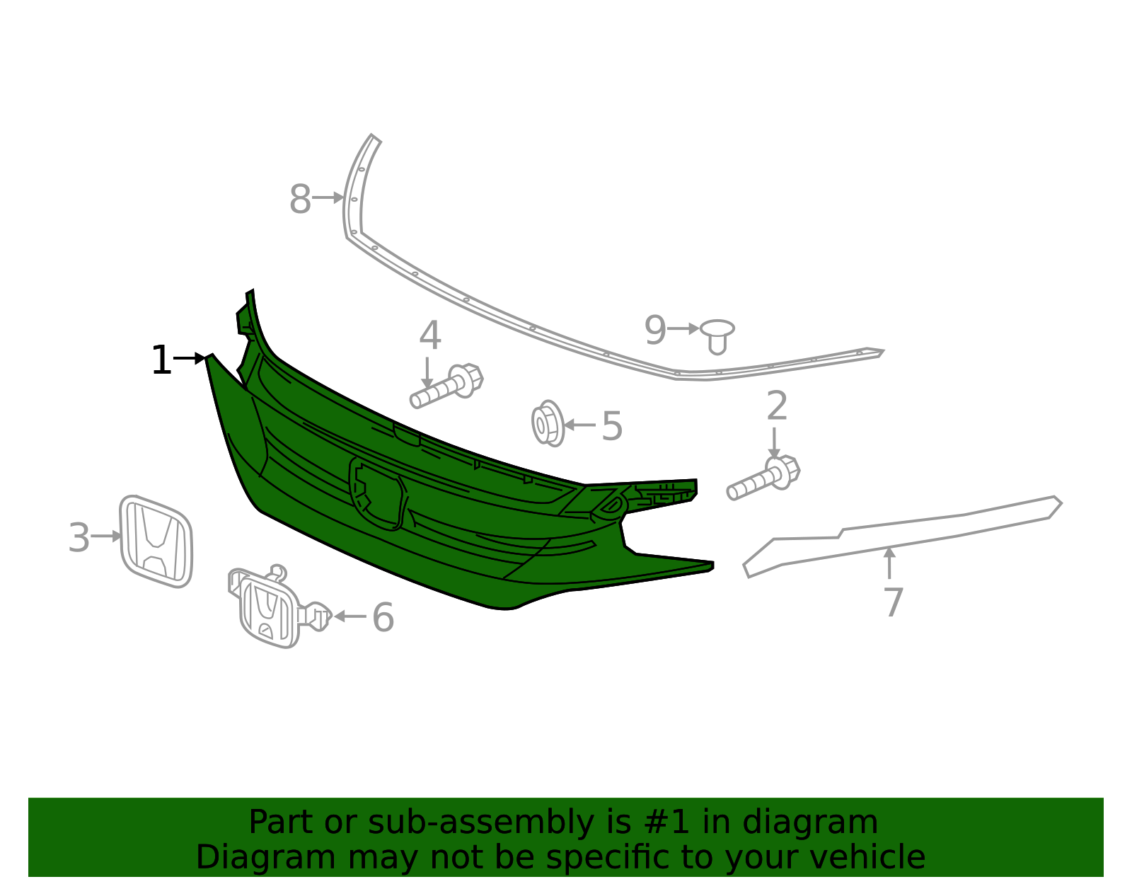 OEM Honda Upper Grille Part# 71121-TGG-A51 Fits 2020-2021 Honda Civic ...
