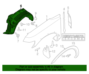 2008-2015 Nissan Titan Fender Liner - Passenger Side (RH) 63830-ZR00A ...