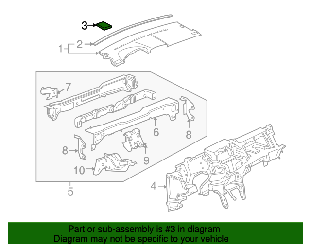 2005-2009 GM Upper Dash Panel Cap 15794675 | GM Parts Center
