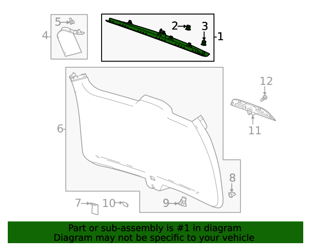 2021-2022 GM Upper Gate Trim 84701404 | GMPartsDirect.com