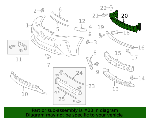 52021-47120 - Impact Bar - 2016-2022 Toyota | OEM Genuine Toyota Parts