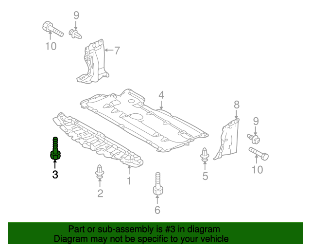2004-2009 Mazda 3 OEM NEW 2004-2009 Mazda 3 2.0L 2.3L Front Shield Bolt ...