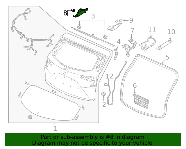 2019-2021 Acura RDX Motor Assembly, Power Tailgate 74961-TJB-A01 ...