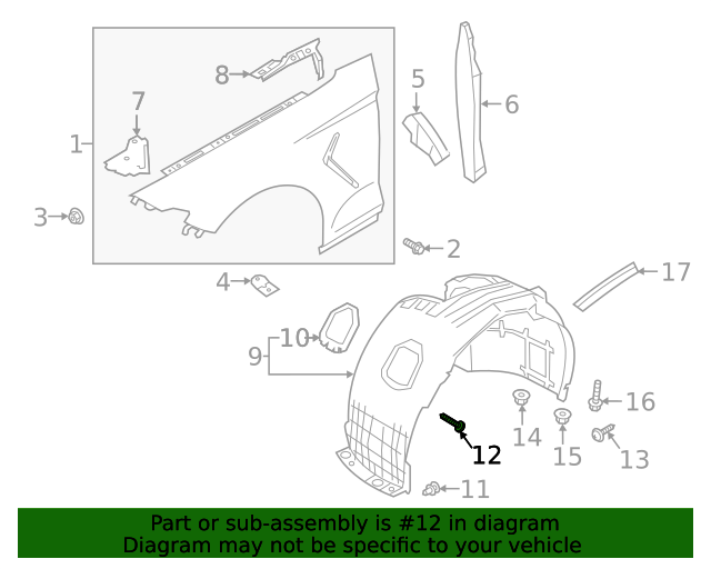 2015-2022 Hyundai Fender Liner Retainer Screw 12441-05207-K | QuirkParts