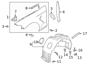 2015-2022 Hyundai Fender Liner Retainer Screw 12441-05207-K | QuirkParts