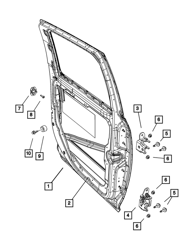 2009-2024 Mopar Rear Door Lower Hinge, Left 68058533AD | My Mopar Parts