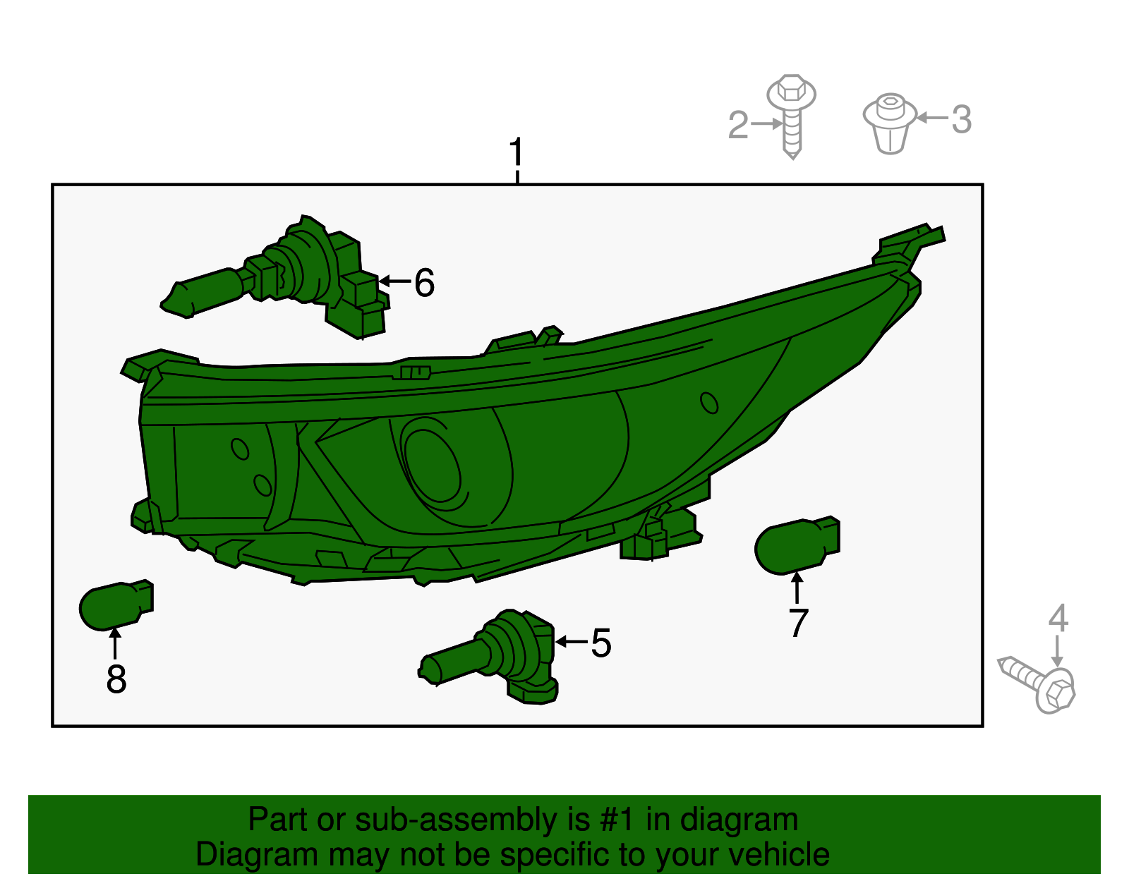 2017-2019 Toyota Highlander Headlamp Assembly - PASSENGER SIDE 81110 ...