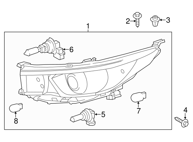 2017-2019 Toyota Highlander Headlamp Assembly - PASSENGER SIDE 81110-0E330 | Toyota Parts Center