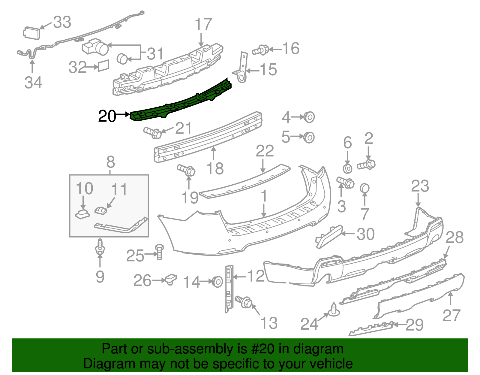2010-2017 GM Bumper Cover Bracket 22879575 GM | GMPartsDirect.com