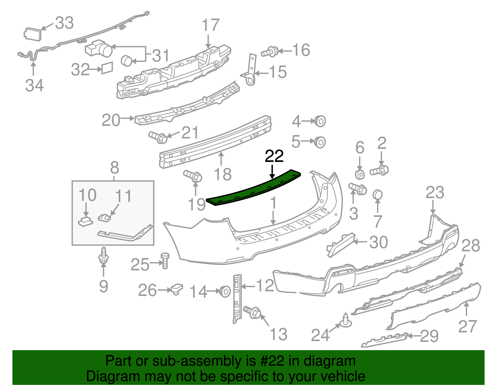 25798801 - Rear Bumper Applique 2010-2015 GMC Terrain | Big 3 Auto Parts
