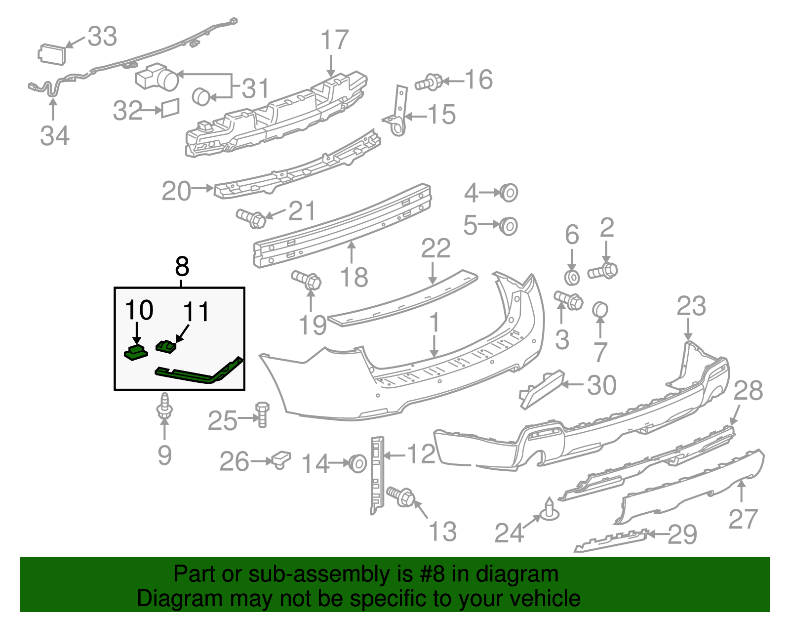 2010-2017 GMC Terrain Rear Driver Side Bumper Fascia Bracket 22822651 ...