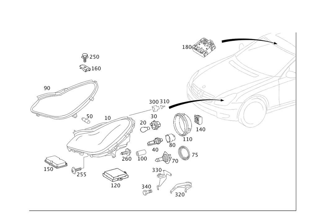 219-820-03-21 - Turn Signal Lamp 2006-2011 Mercedes-Benz | Mercedes ...