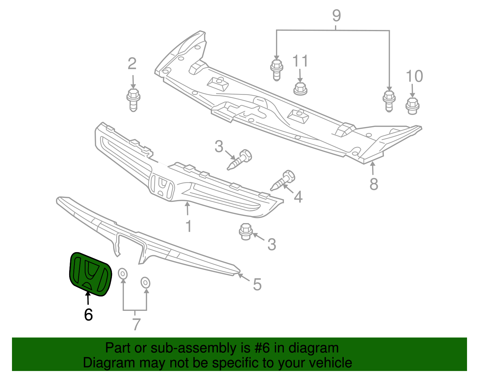 75700-SDN-A00 - Grille Emblem 2005-2007 Honda Accord | Honda Parts Online
