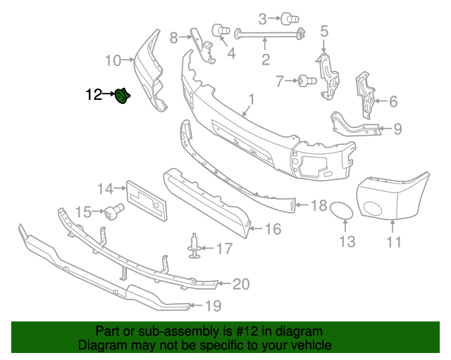 1999-2021 Nissan Bumper Cover Retainer 01553-0038U | TascaParts.com