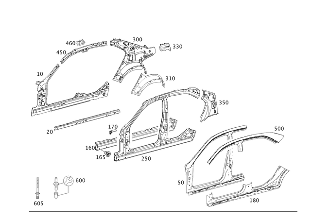 212-637-02-22-64 - C-Pillar Outer Mercedes-Benz USA Parts