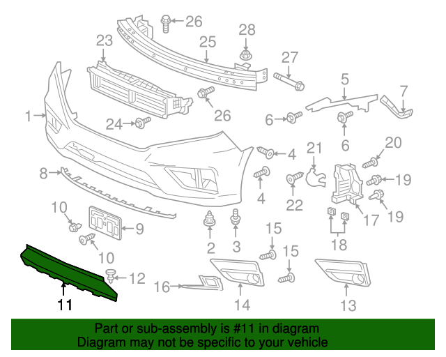 71105-THR-A00 - Mesh Front Bumper (Lower) - 2018-2020 Honda Odyssey ...
