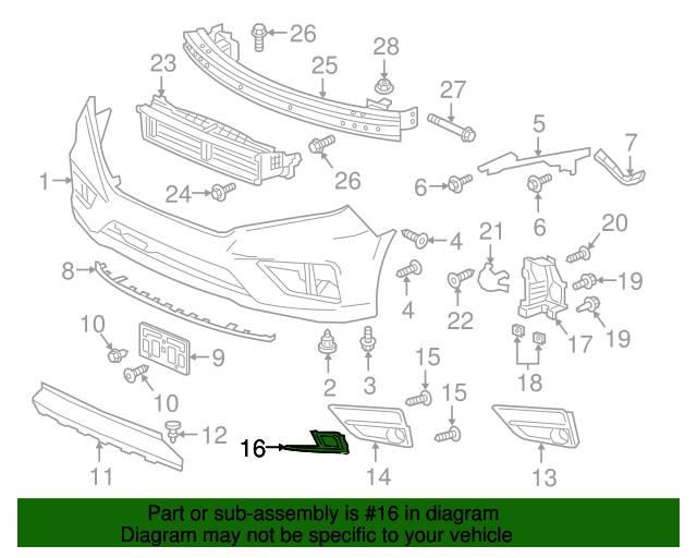 2018-2020 Honda Odyssey Garnish, R Fog Light Cover 71103-THR-A00 ...