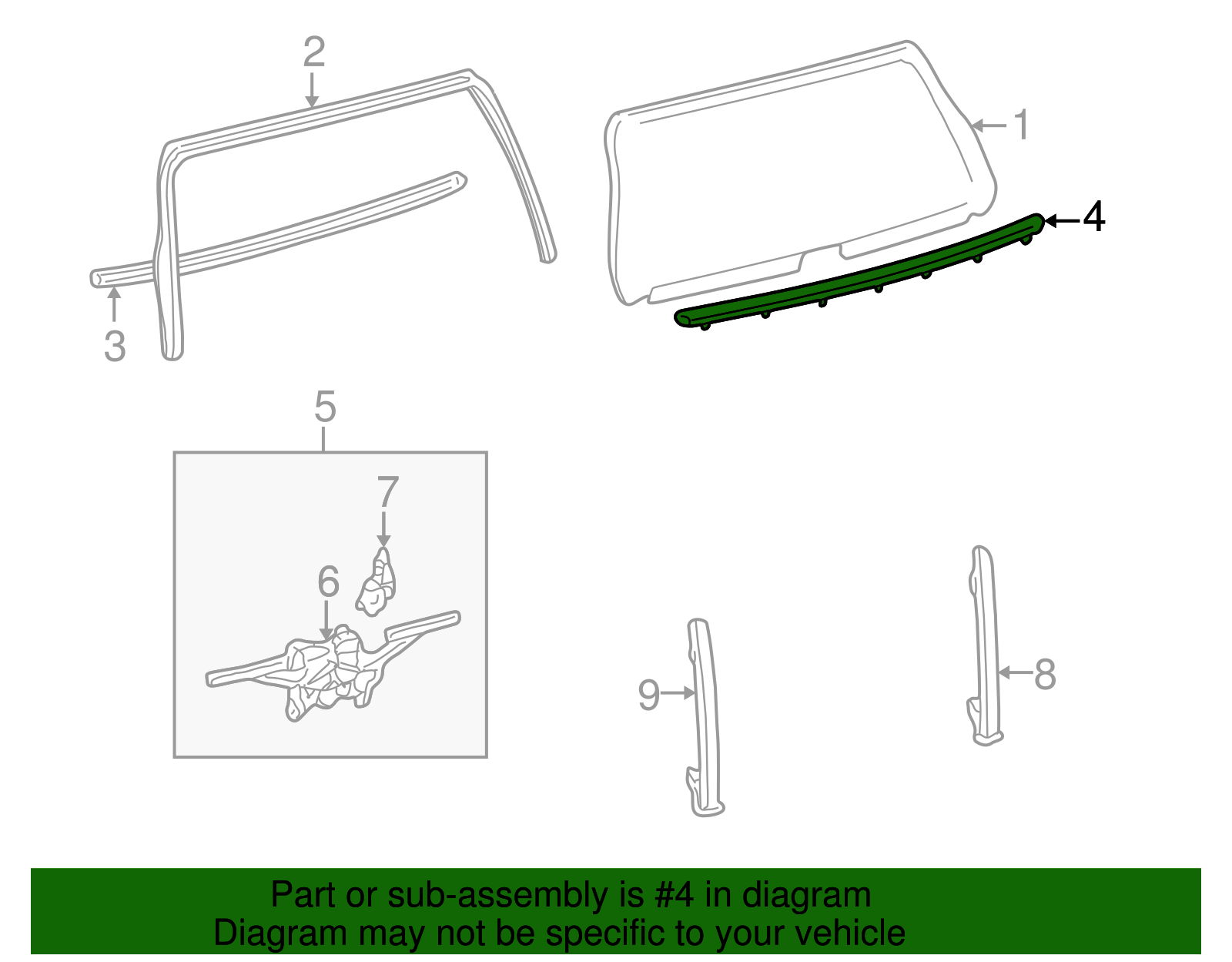 Genuine Toyota Back Glass Weatherstrip part# 68290-0C010 for 2001-2007 ...