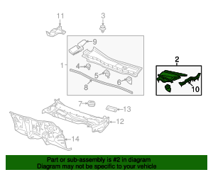 74210-TP6-A00 - Cowl Top Assembly Front Driver - 2010-2015 Honda ...