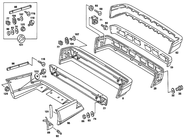 201-880-07-71 - Rear Bumper 1986-1987 Mercedes-Benz 190E | Mercedes ...