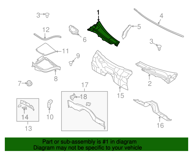 2007-2012 Infiniti Cowl Grille 66862-JK60D | Infiniti of Memphis Parts