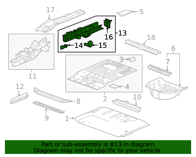 2017-2023 GM Passenger Side Underbody Rear Side Rail 84495494 ...