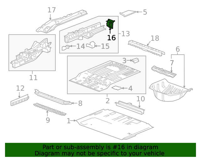2017-2023 GM Passenger Side Underbody Rear Side Rail Rear Reinforcement ...