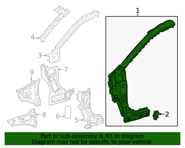 2021 Toyota Venza Hinge Pillar 61020-48010 | Toyota Parts Center