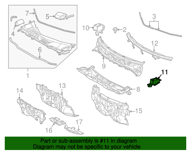 55706-0E020 - Cowl Side Panel 2010-2015 Lexus | AutoNationParts.com