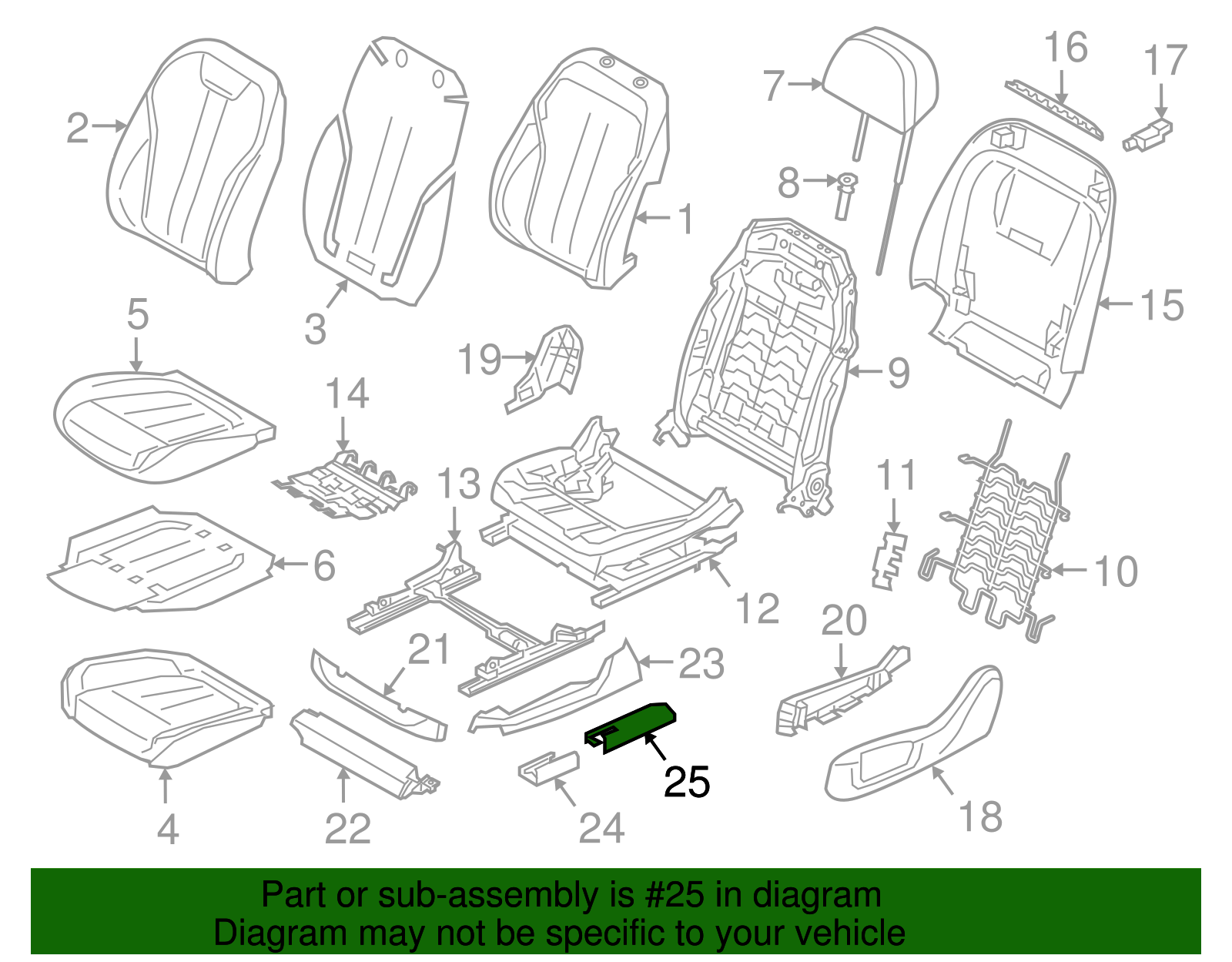 52-20-7-408-219 - Cover, seat rail, rear left 2016-2023 BMW ...