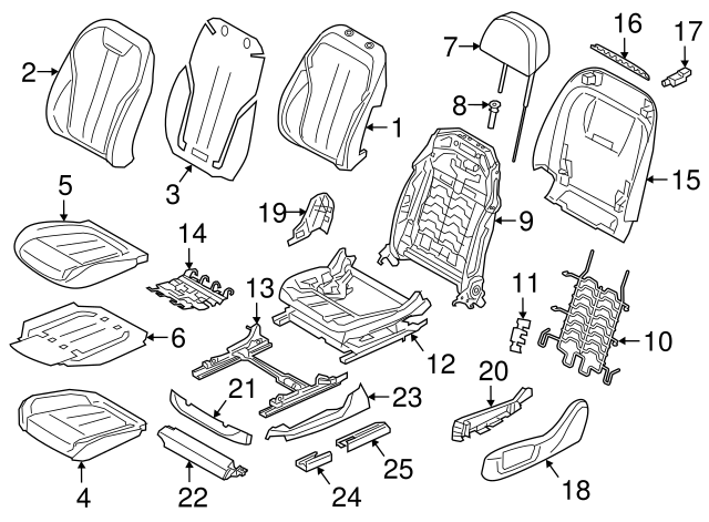 52-10-7-354-597 - Foam pad basic backrest left 2016-2019 BMW ...
