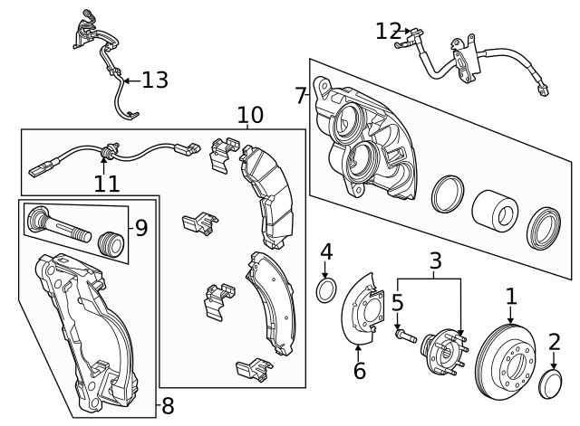 13543459 - Front Passenger Side Disc Brake Caliper without Pads and ...
